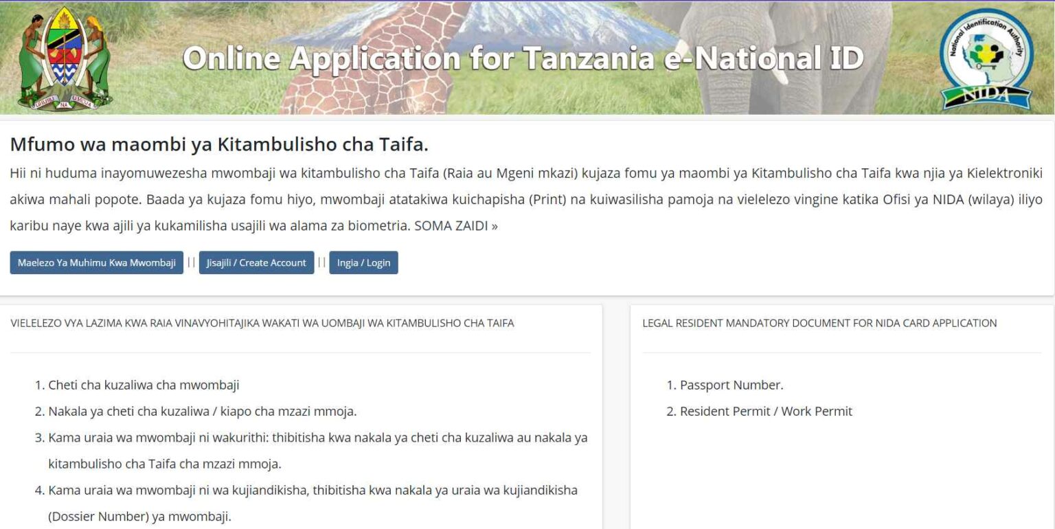 Namba ya Nida (How to Get NIDA Number NIN) Tanzania - Price in Tanzania